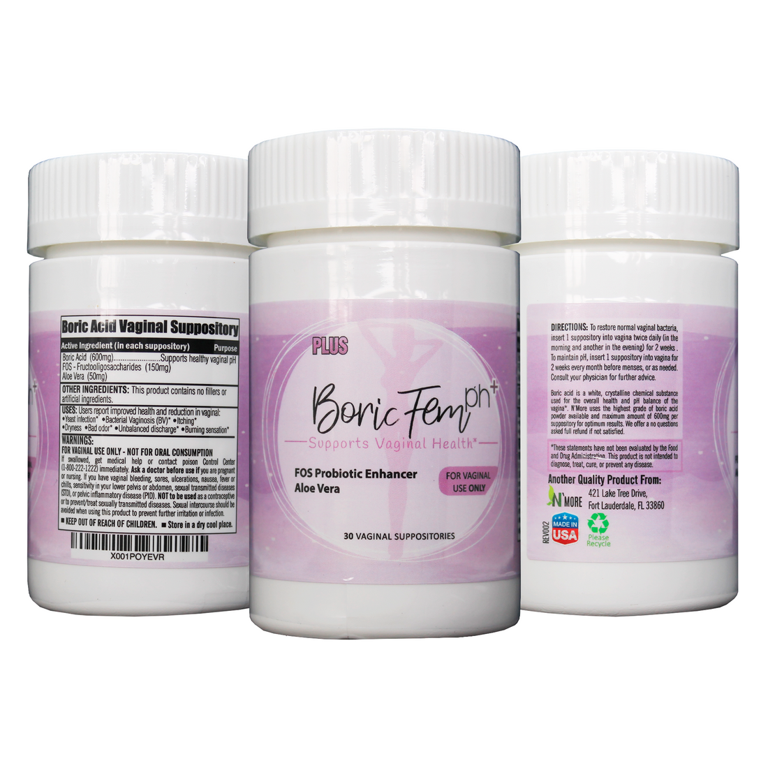 Supositorio vaginal ácido bórico - Boric Fem pH Plus – Nmore Products
